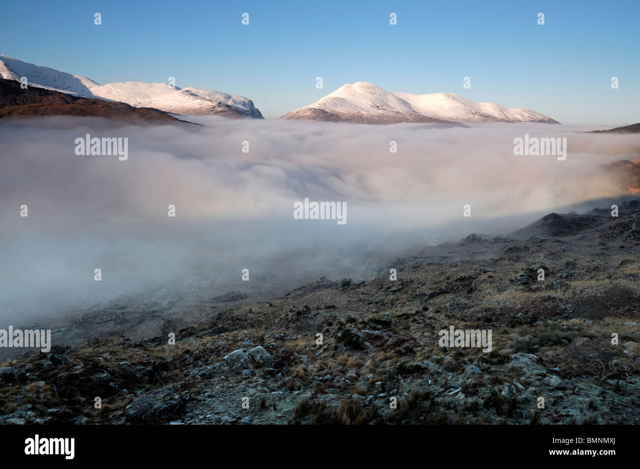 mcgillycuddy reeks killarney kerry ireland snow cover covered mountains ...