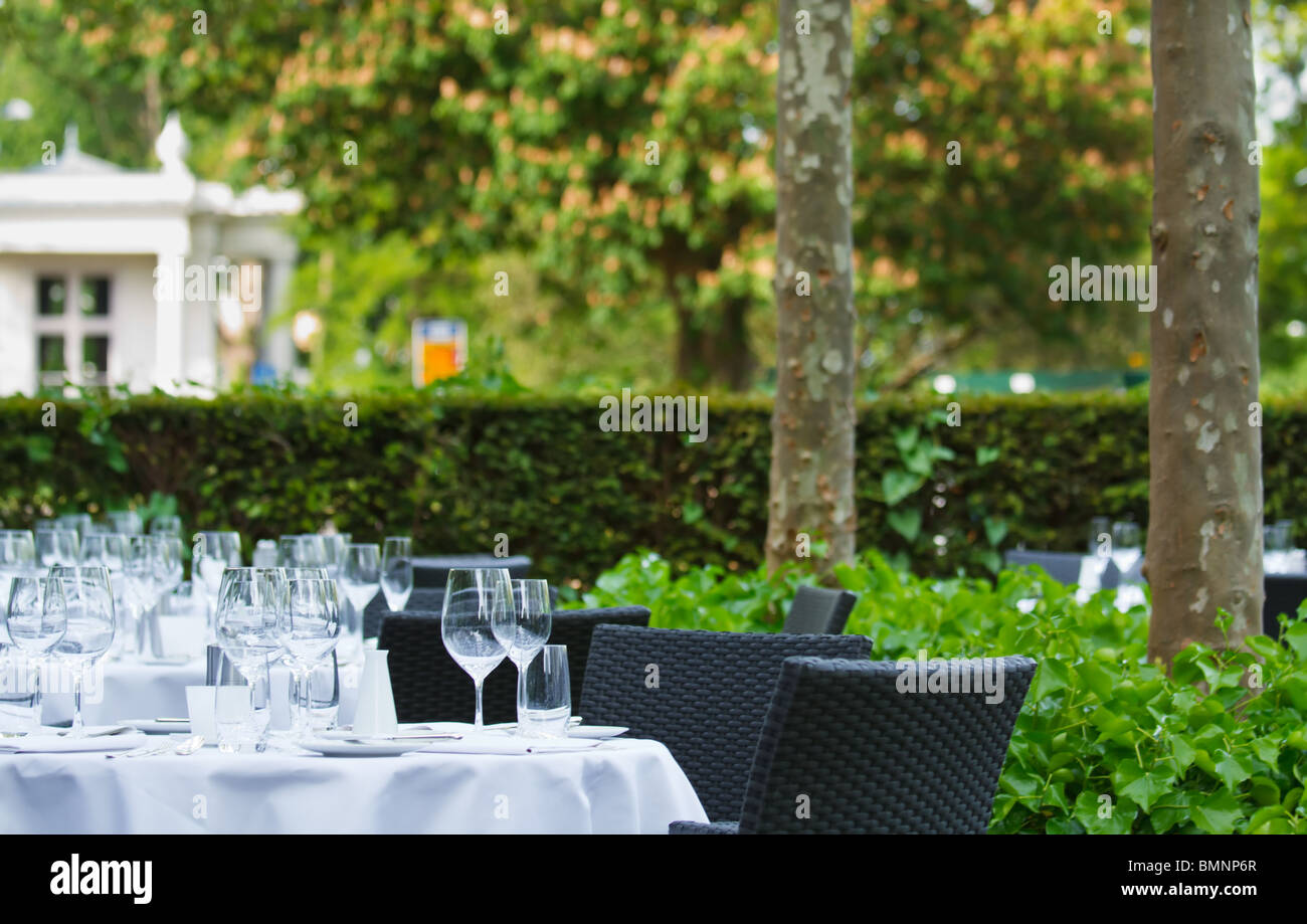 dinner tables on terrace of star restaurant Stock Photo - Alamy