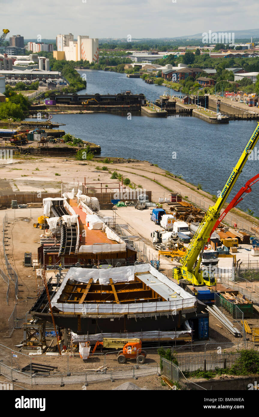 Construction work on a new swing footbridge due to go across the ...