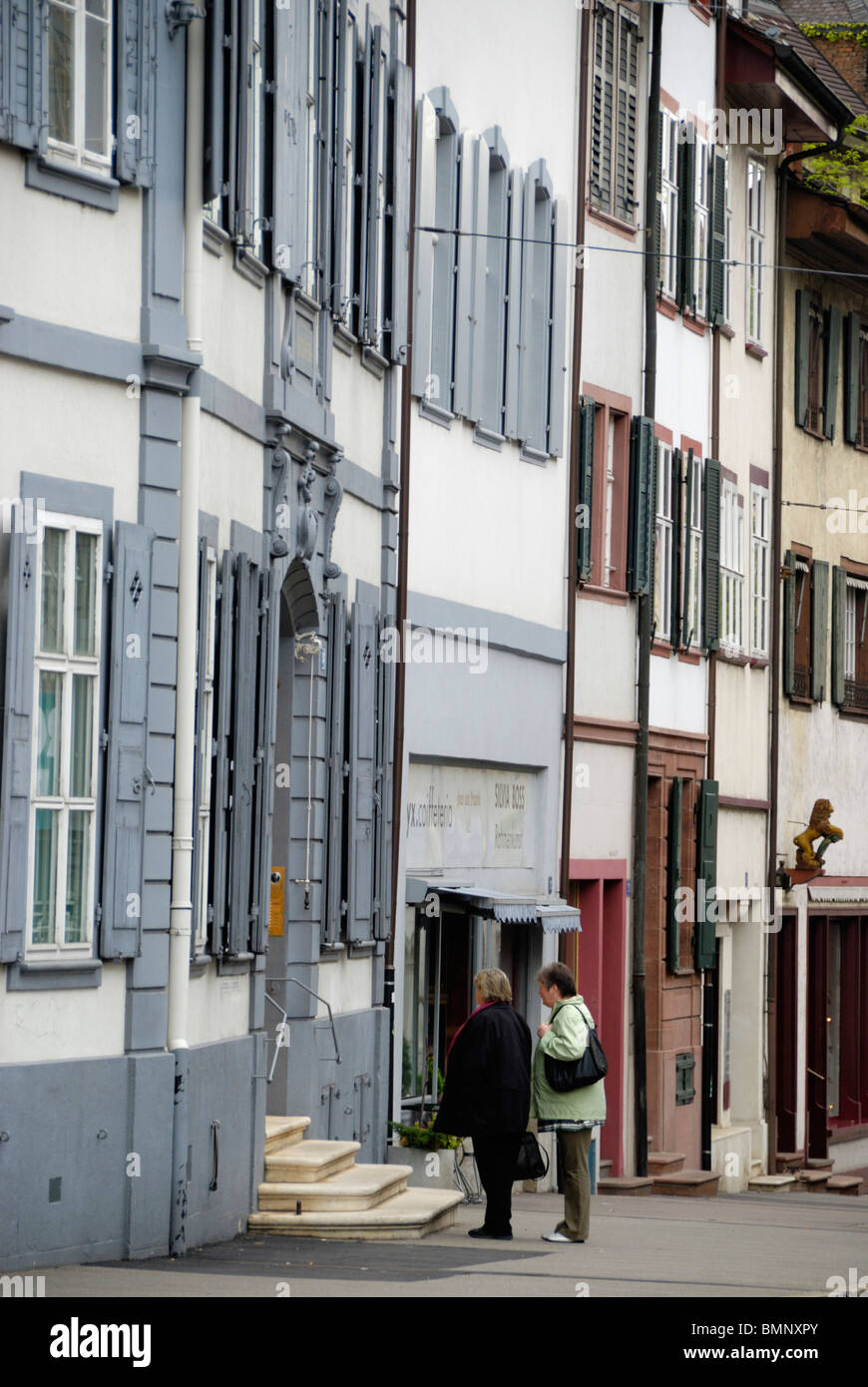 Traditional Swiss buildings in Blumenrain, Basel, Switzerland Stock ...