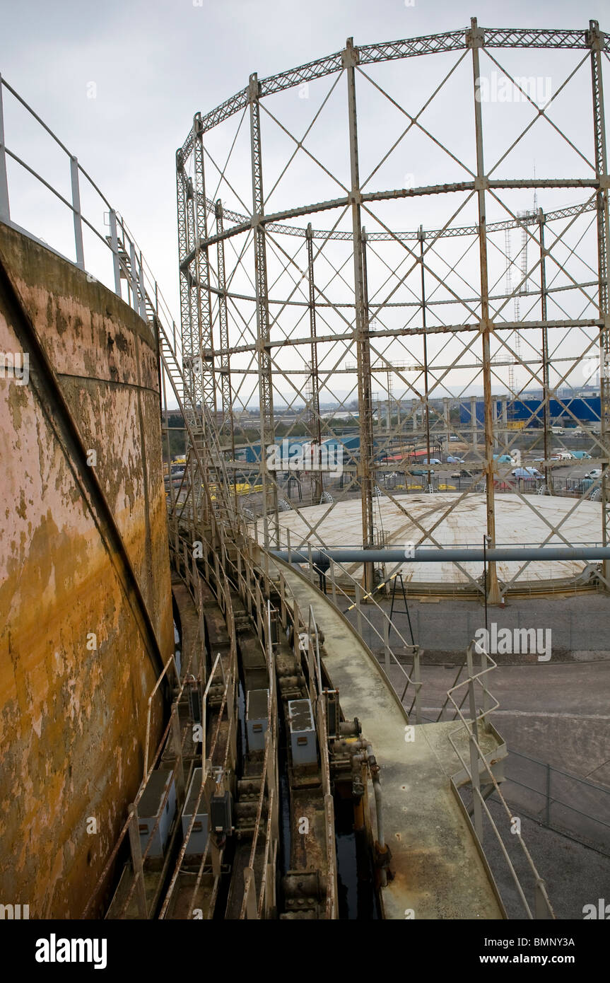 Redundant Gas Holders in Cardiff Gas Works Stock Photo - Alamy