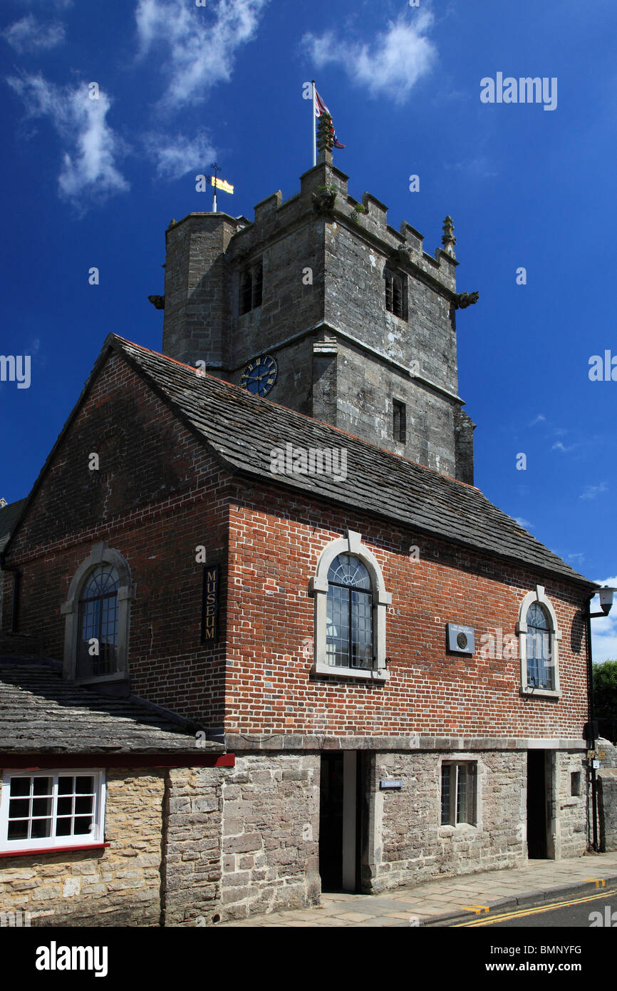 St. Edward's Church and the smallest town hal in England, Corfe, Dorset ...