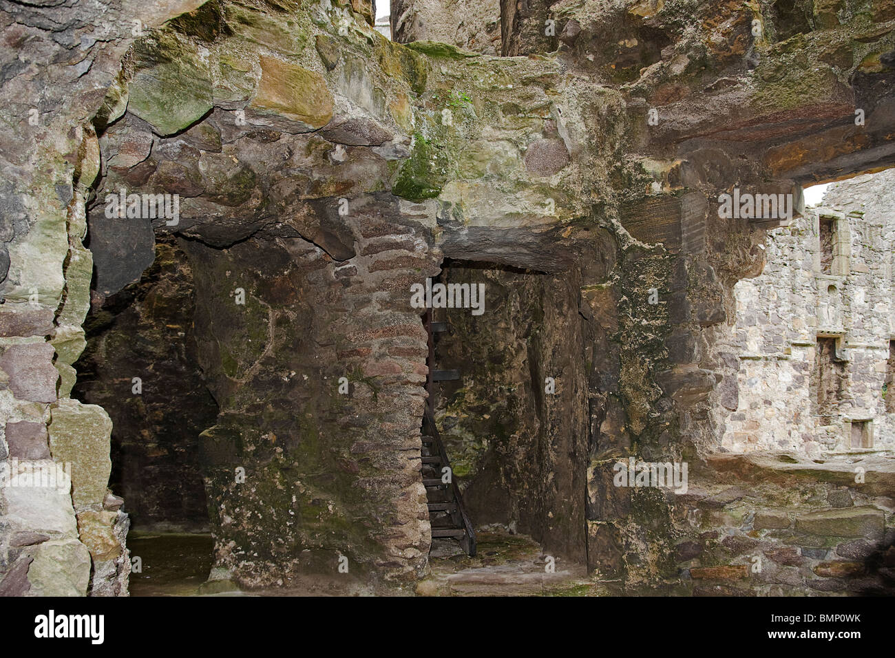 Stone structure inside Dirleton castle. East Lothian. Scotland Stock ...