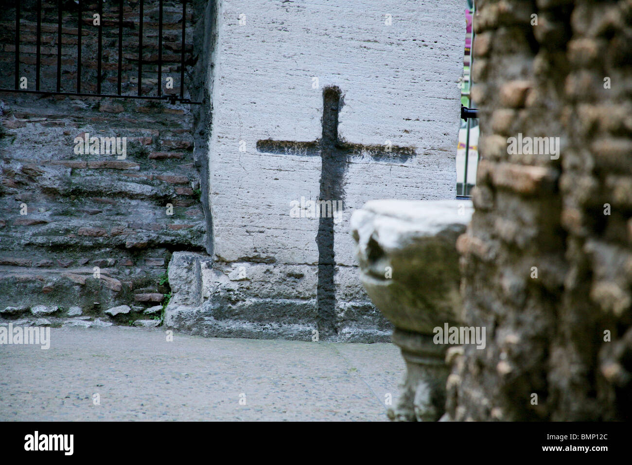 Cross Etched In Stone Stock Photo - Alamy