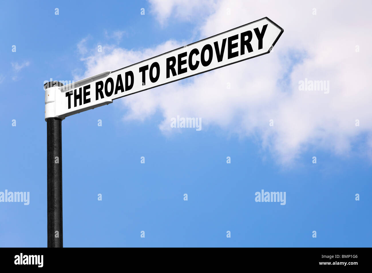 Concept signpost image for the saying The road to recovery. Good image ...