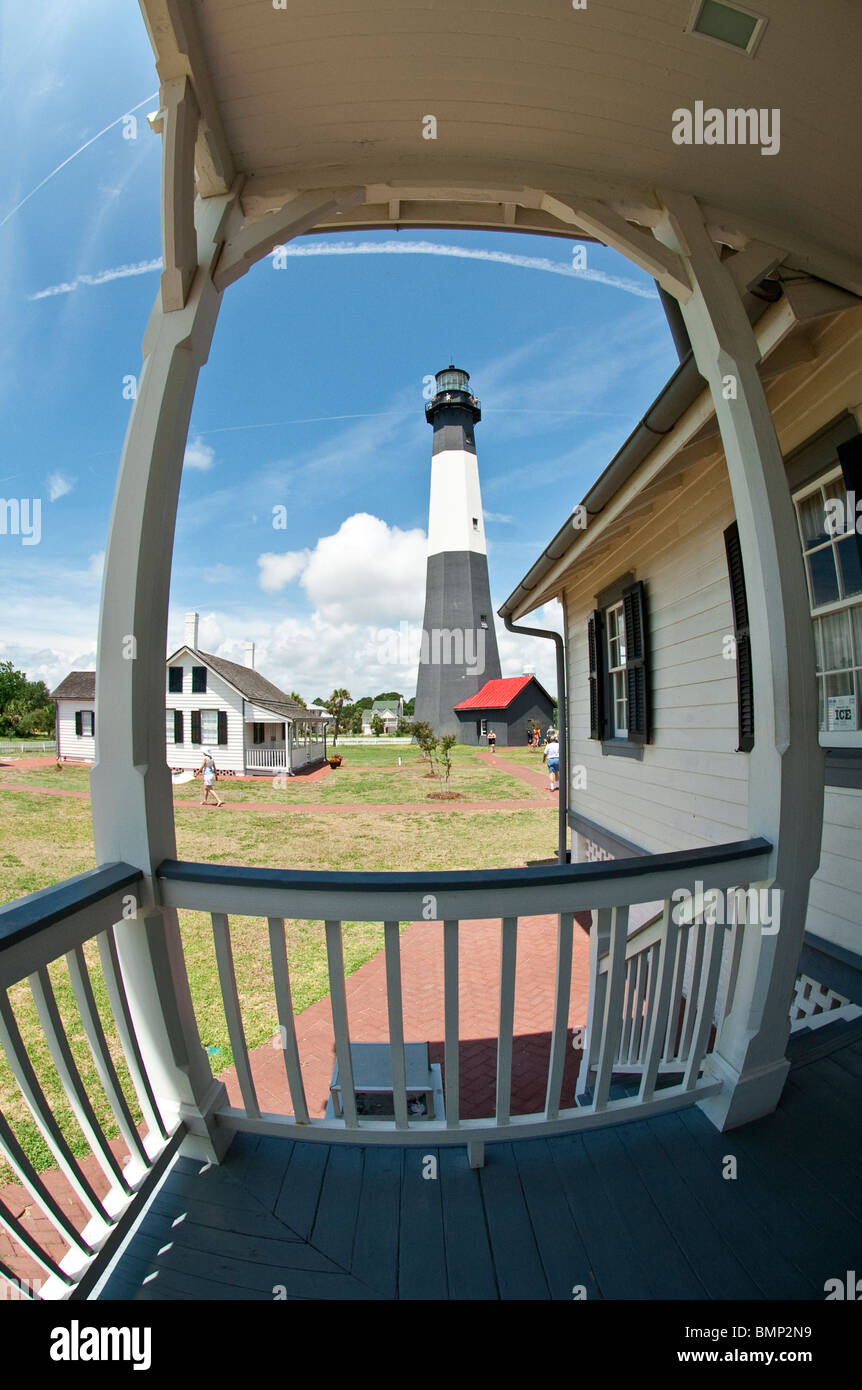 View of Tybee Island Lighthouse from the back porch of the Head Keeper ...