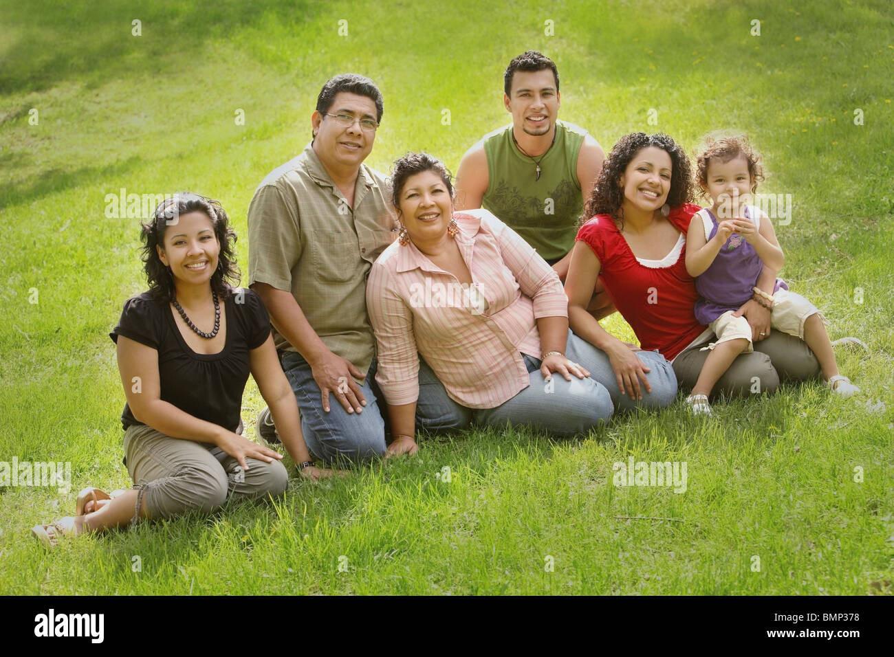 Edmonton, Alberta, Canada; Three Generations Of A Family Sitting On The ...