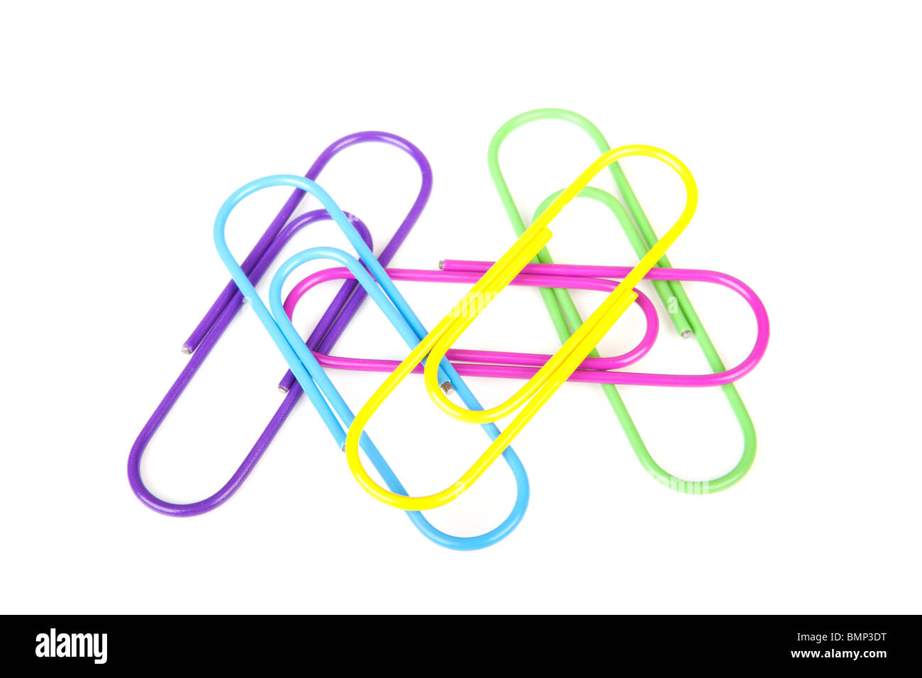 Five colorful paperclips isolated on white background Stock Photo - Alamy