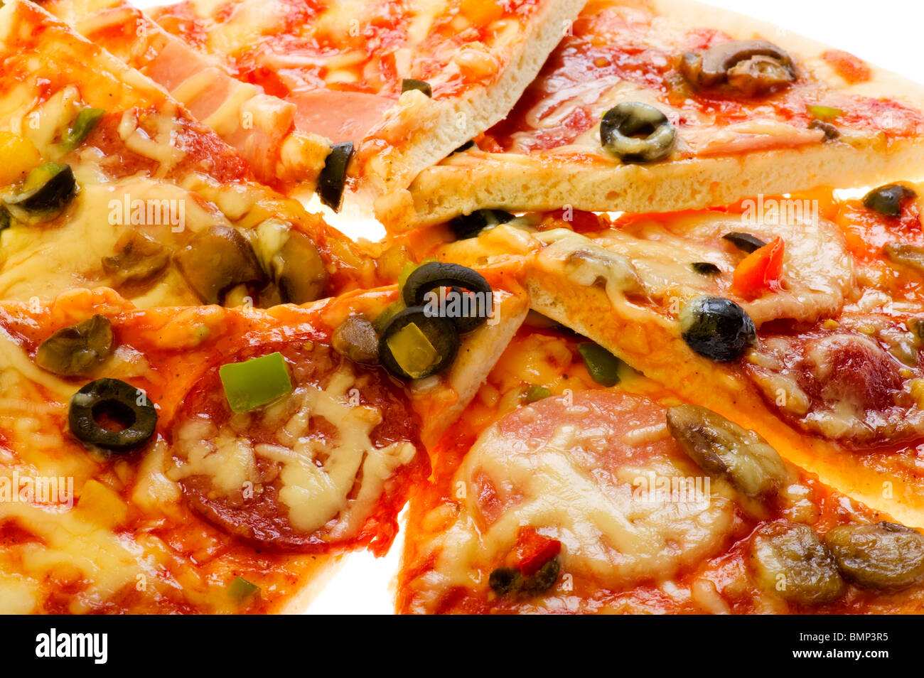 object on white - food pizza close up Stock Photo - Alamy