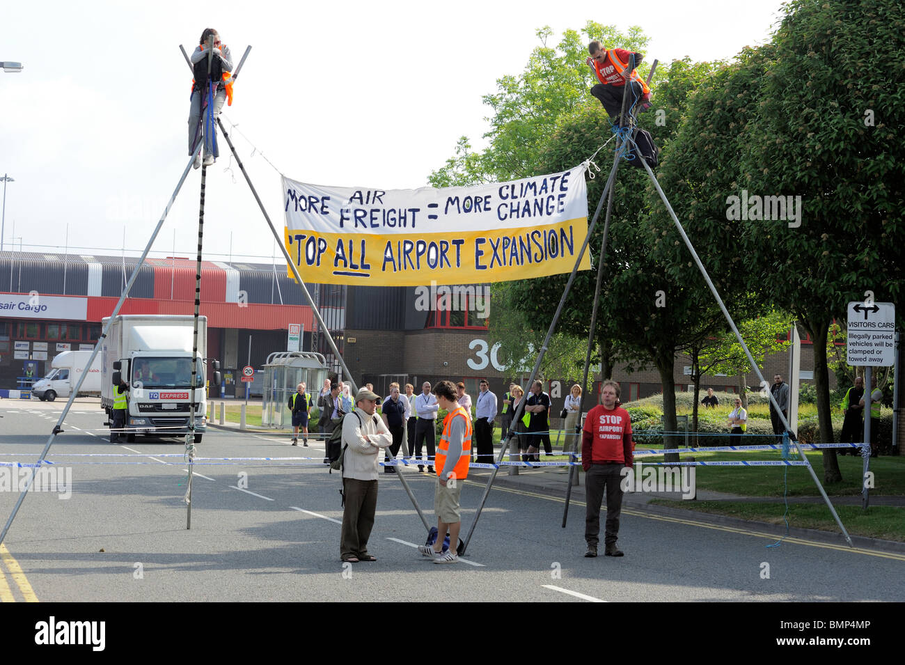Protesters blockade Manchester Airport Freight Terminal Manchester UK ...