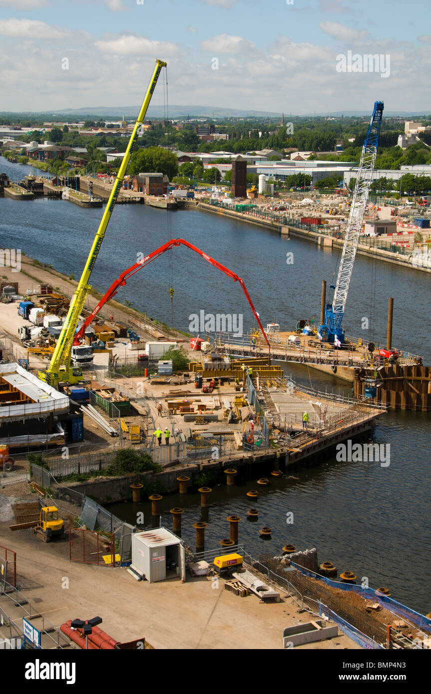 Construction work on a new swing footbridge due to go across the ...