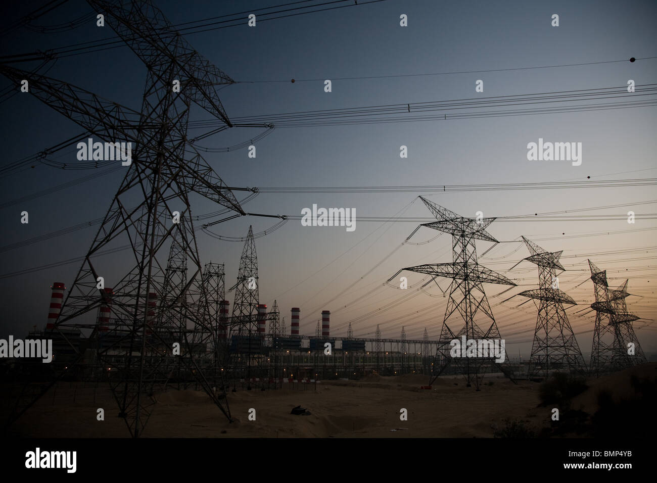 Transmission lines towers tower pylon power line Stock Photo - Alamy