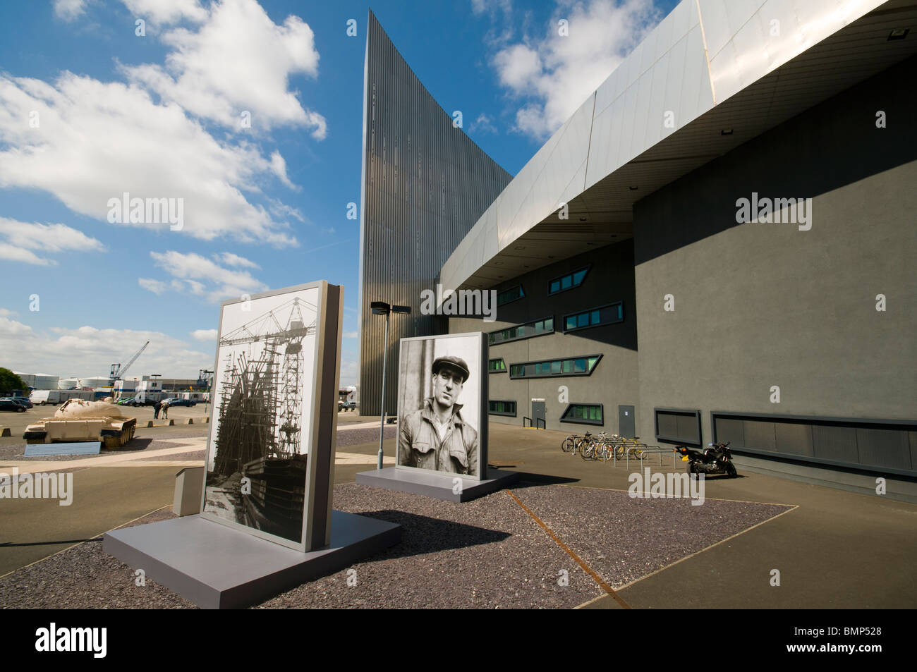 Imperial War Museum North, Salford Quays, Manchester, UK, with huge ...