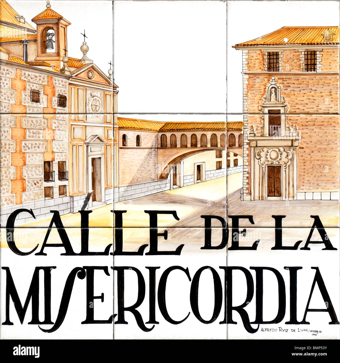 Madrid, Spain. Traditional Tiled Street Sign. Calle de la Misericordia ...