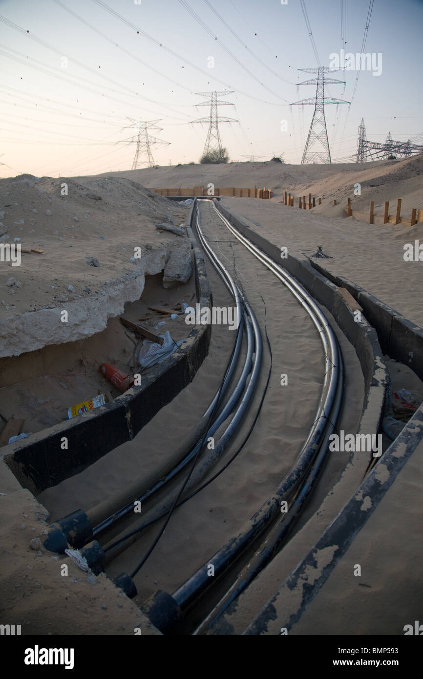Power Plant uae dubai power lines cable cabling Stock Photo - Alamy