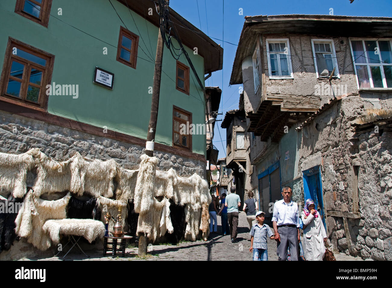 Old Ankara Turkey Citadel town city Turkish Market sheepskin Stock ...