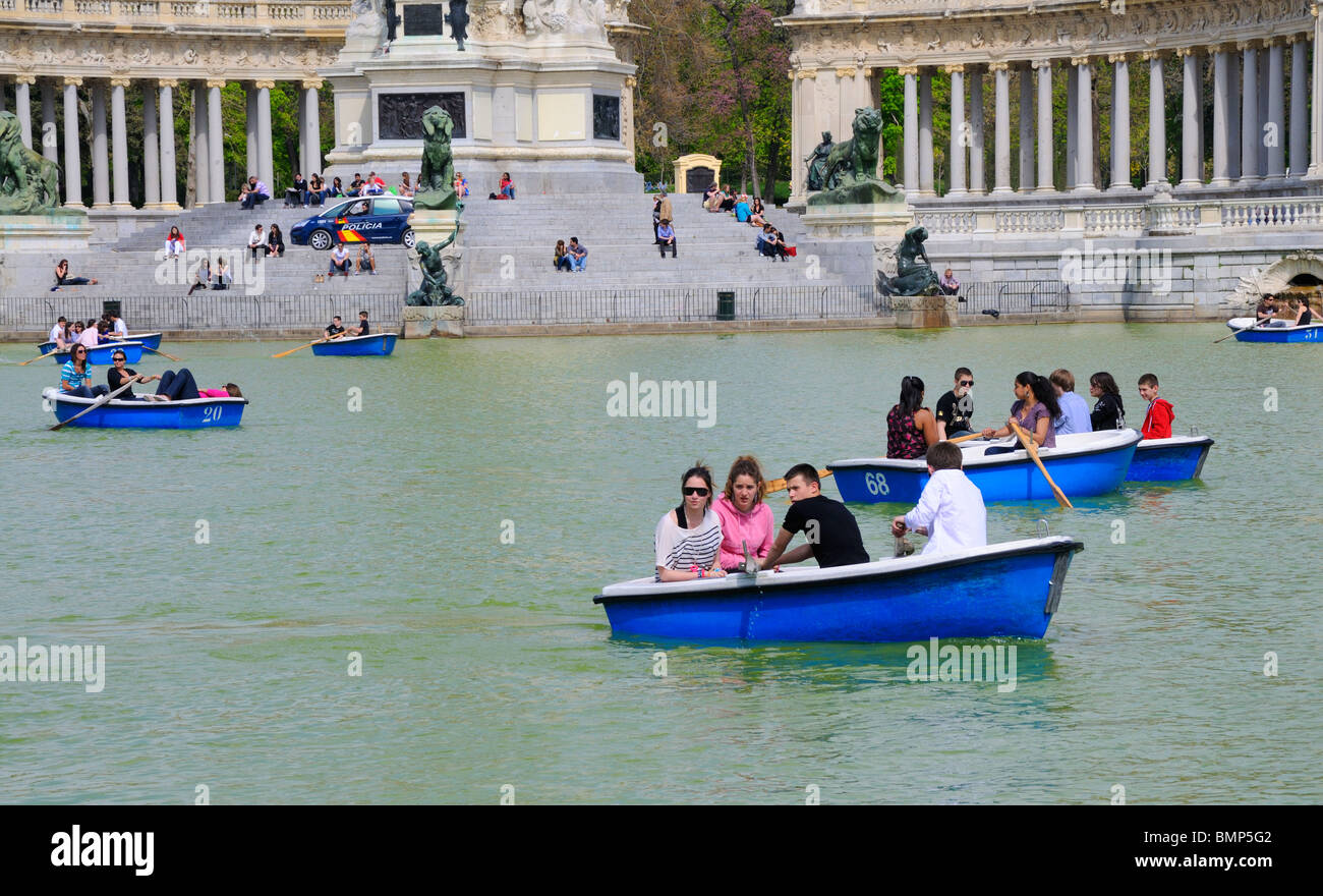 Madrid, Spain. Parque del Buen Retiro Retiro Park. Boating on the ...