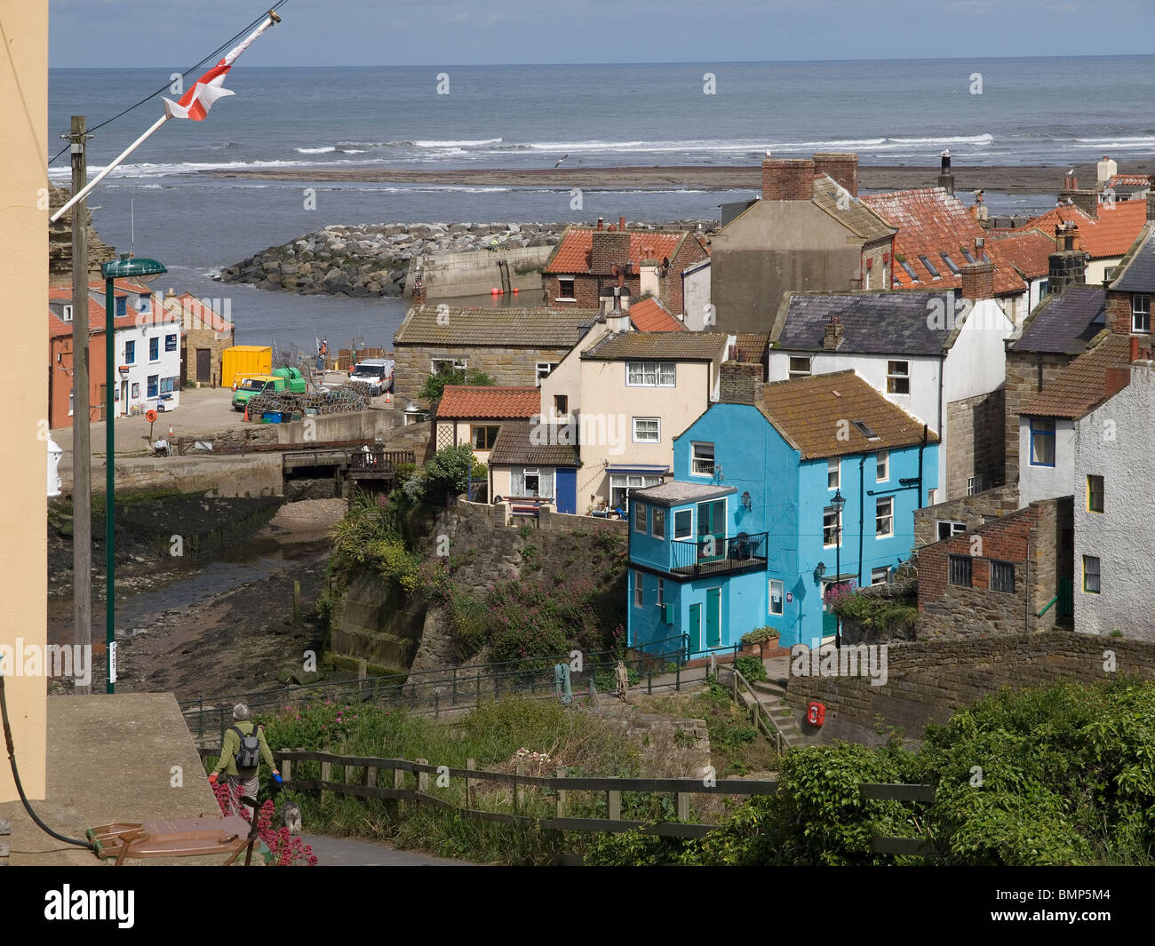 Looking over the village of Staithes North Yorkshire from Cowbar on the ...