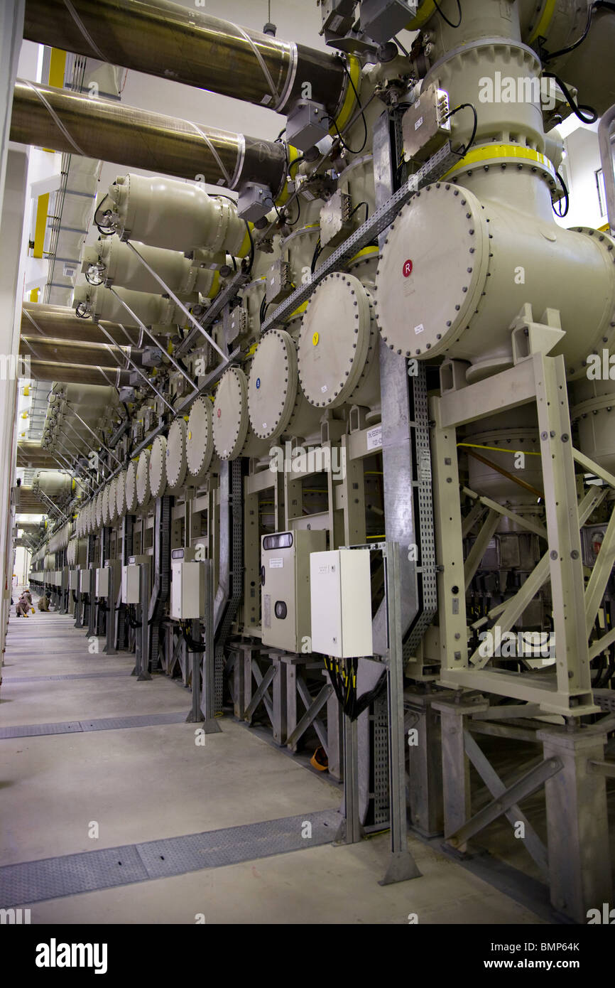 Power Plant generator room generators uae interior Stock Photo - Alamy