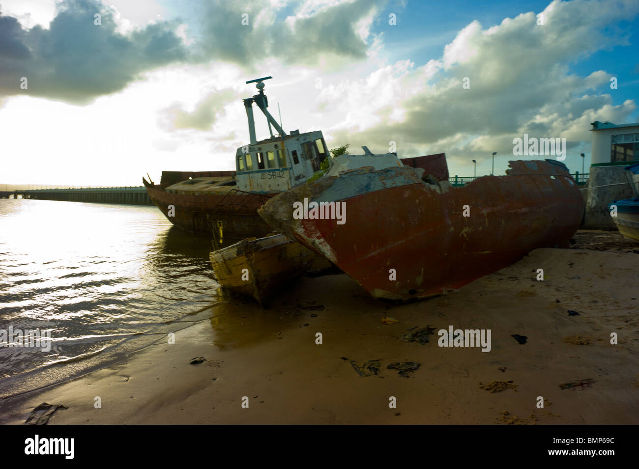 Stranded ship on beach in hi-res stock photography and images - Alamy