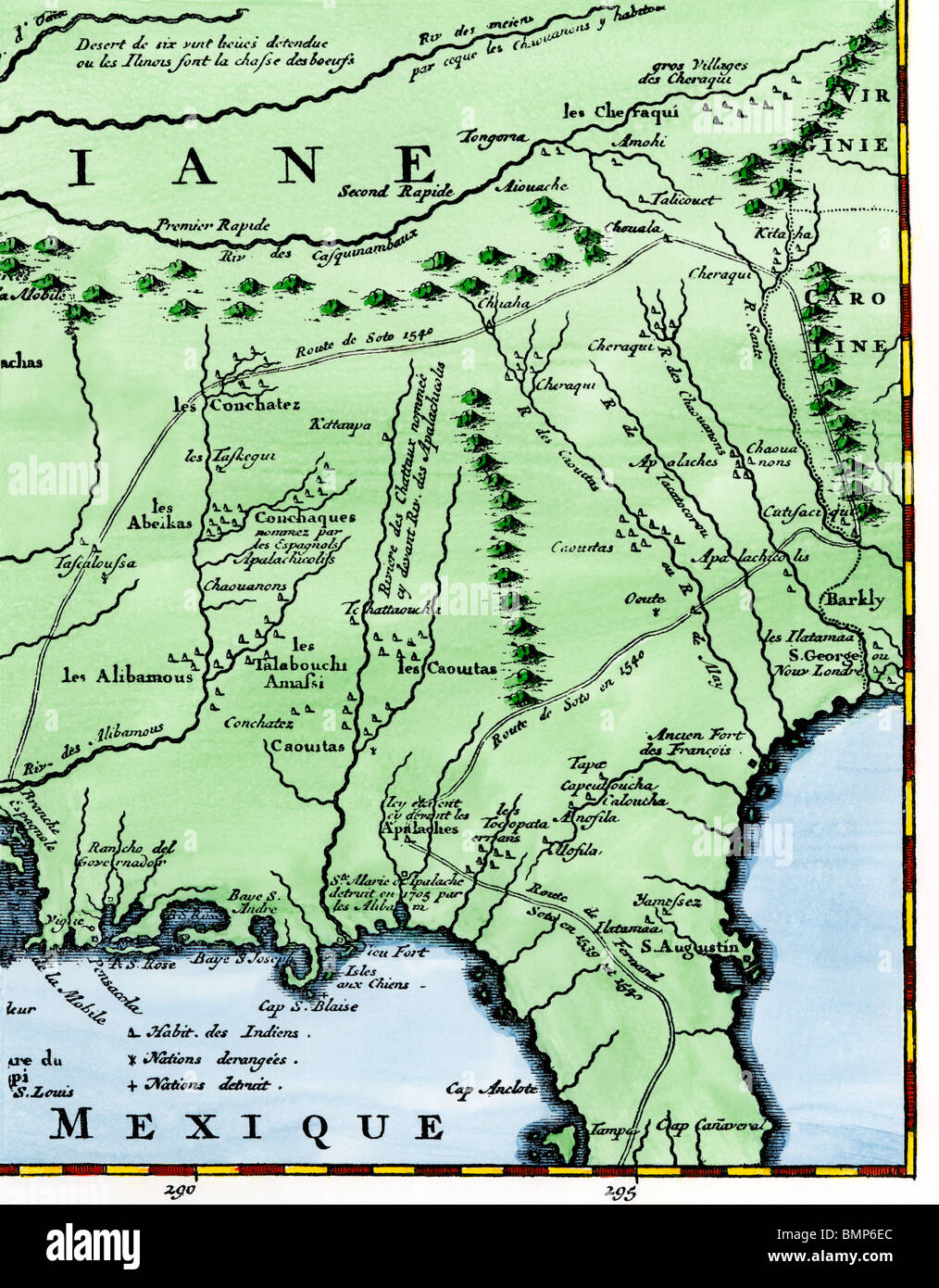 Eastern portion of De Soto's route across southeastern North America ...