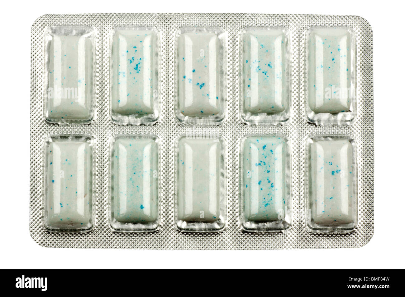 Blister with 10 chewing gums, isolated on white background Stock Photo ...