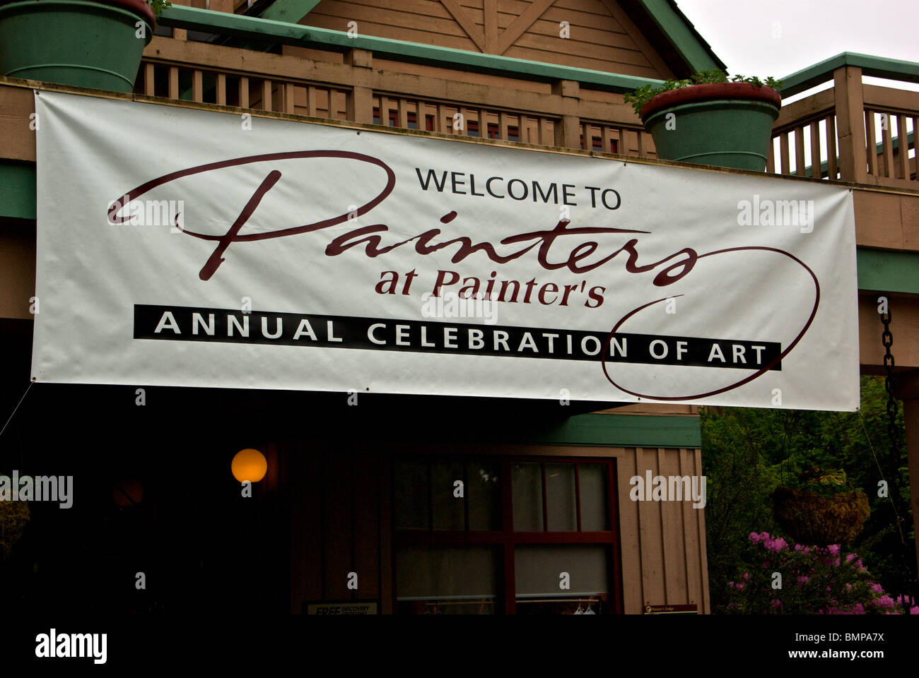 Big welcome sign to Painters at Painter's Lodge annual celebration of ...
