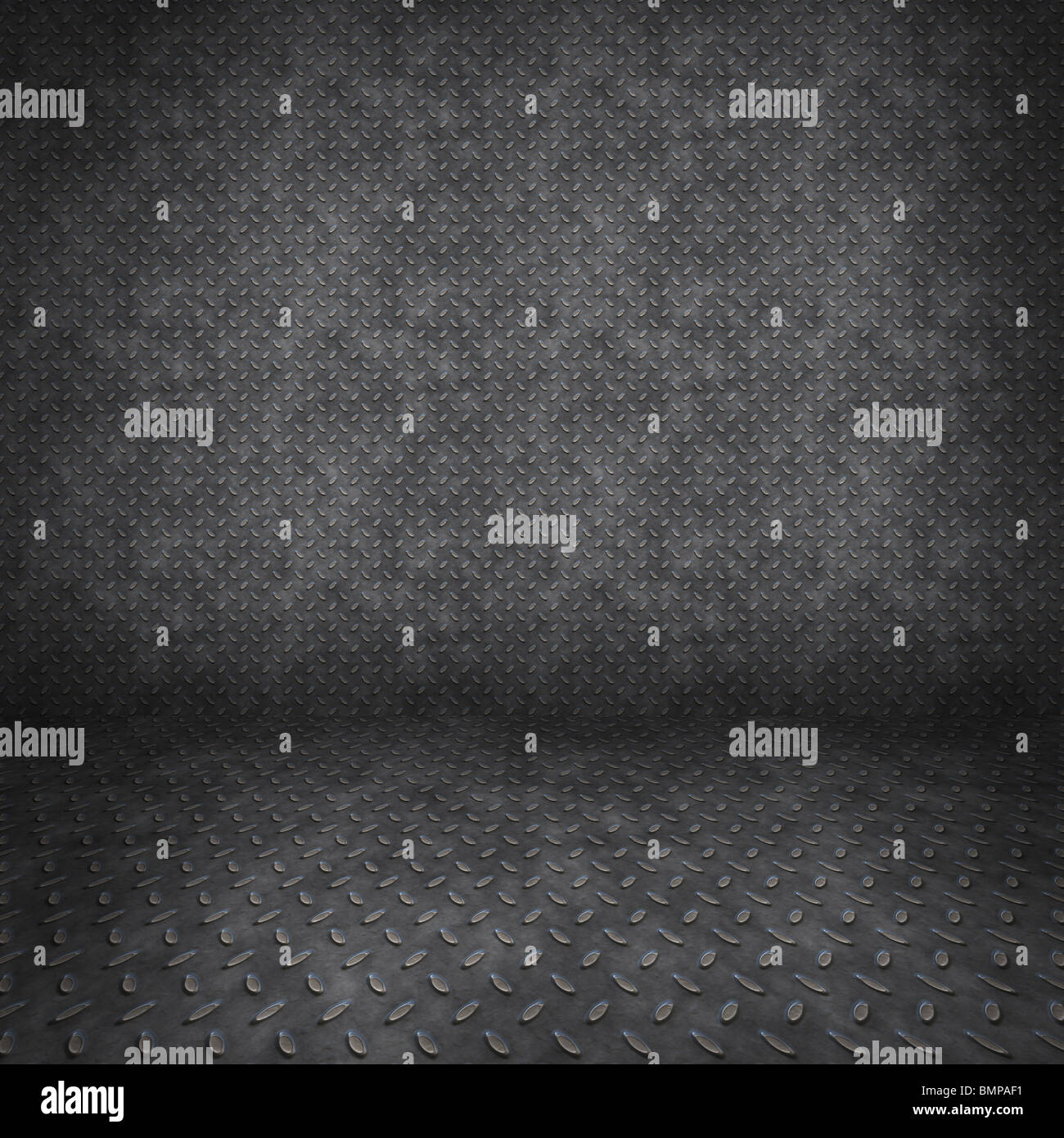 diamond plate metal room floor and wall Stock Photo - Alamy