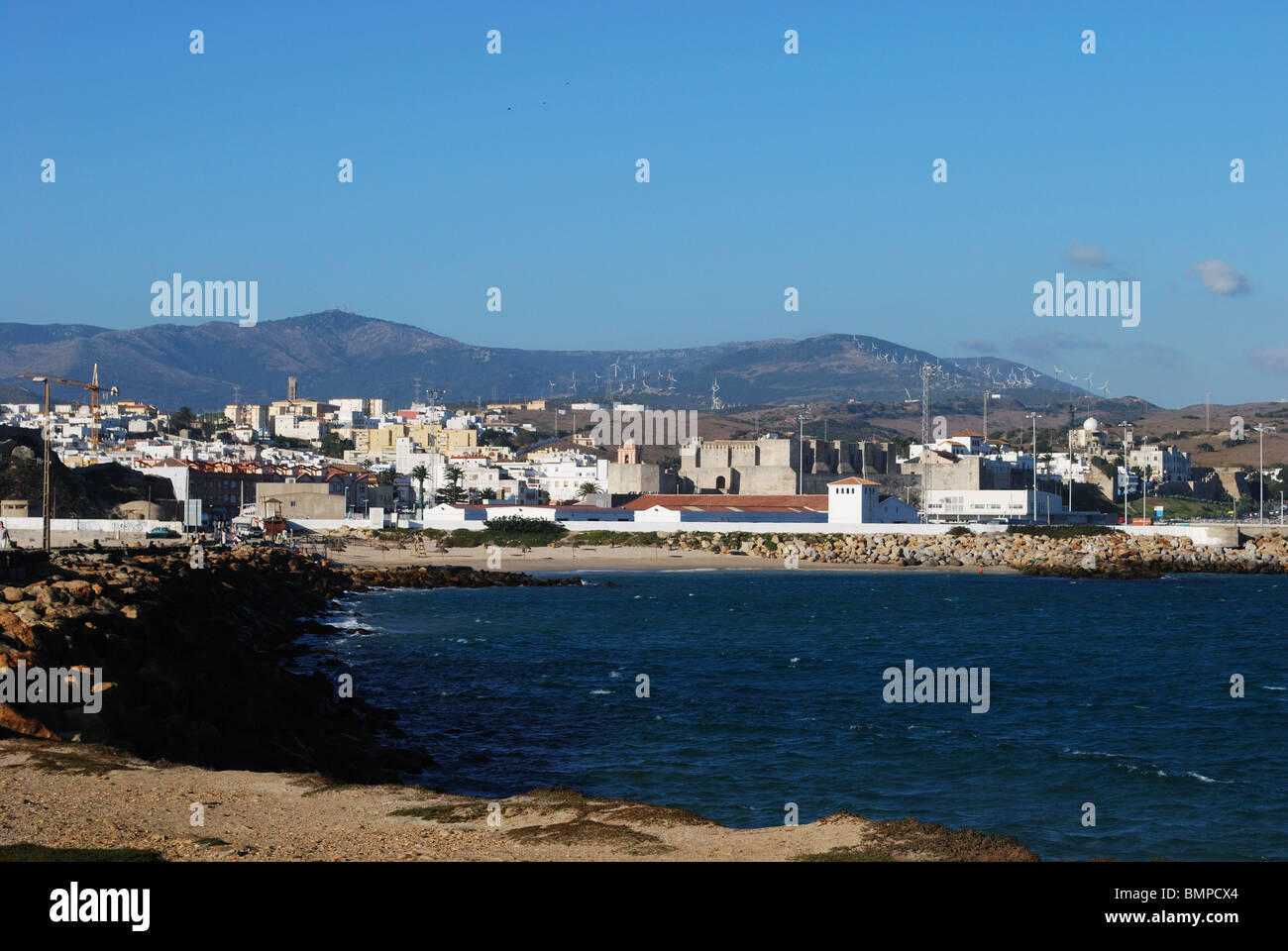 Town viewed from the Punta Marroqui/Punta de Tarifa, Tarifa, Costa de ...