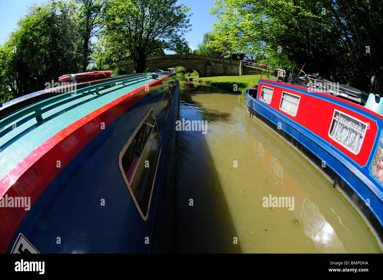 Side of Narrow Boat, Grand Union Canal, UK Stock Photo - Alamy
