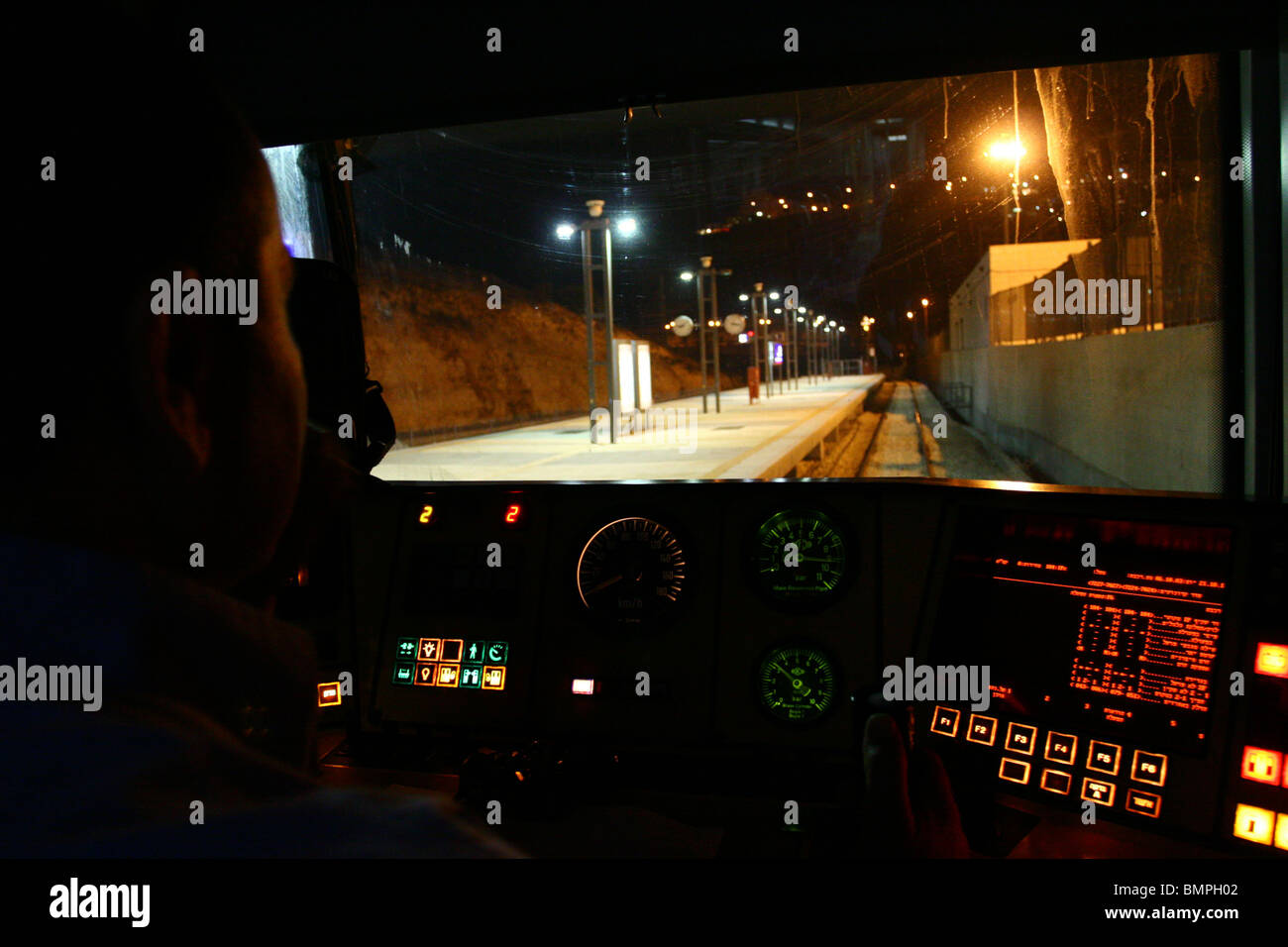 Israel, A view from the driver's seat in a train from Jerusalem to Tel ...