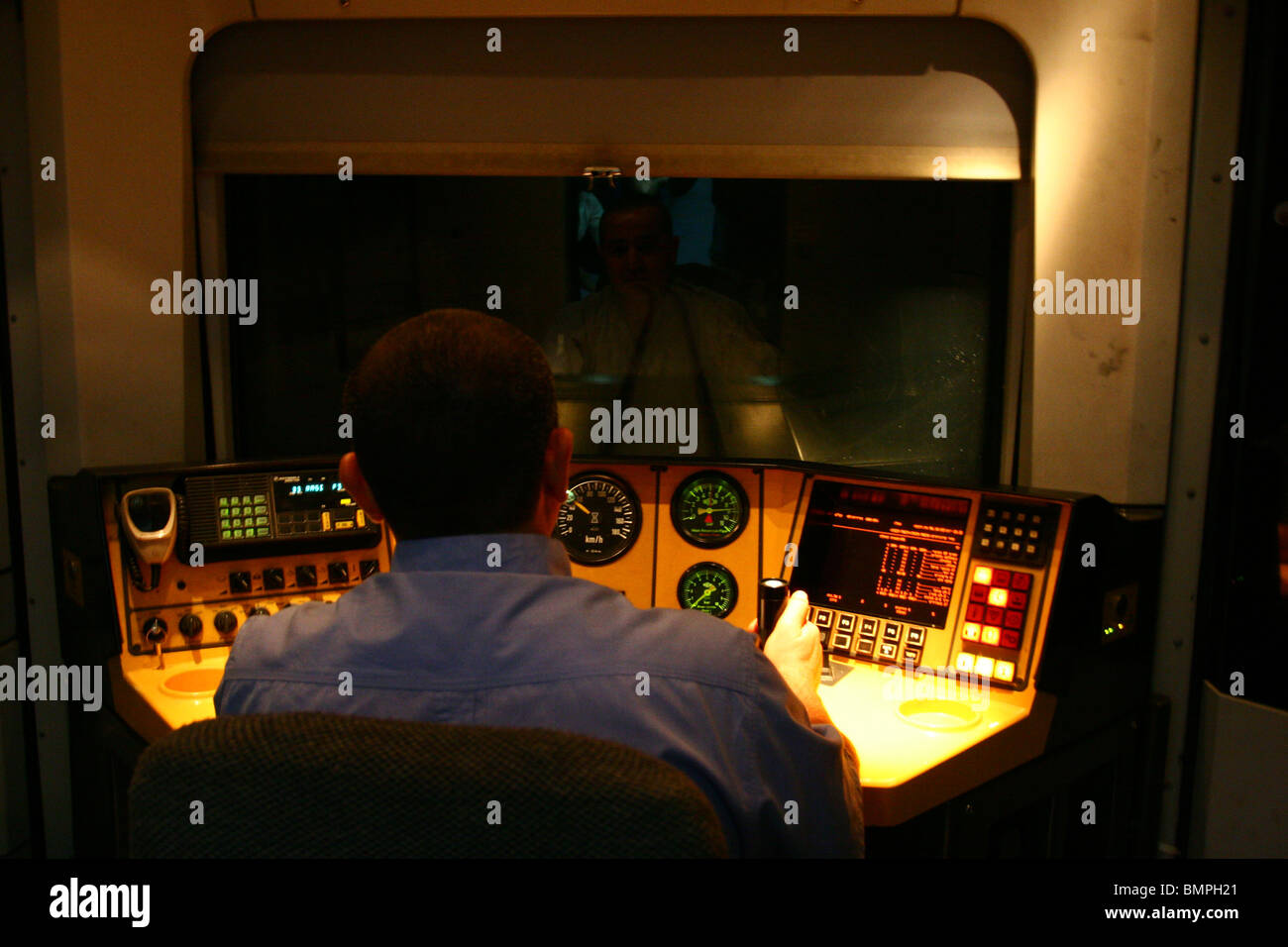 Israel, A view from the driver's seat in a train from Jerusalem to Tel ...