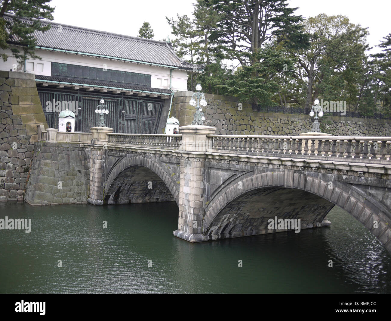 Japan, Tokyo, View of Nijubashi bridge at Imperial Palace Stock Photo ...