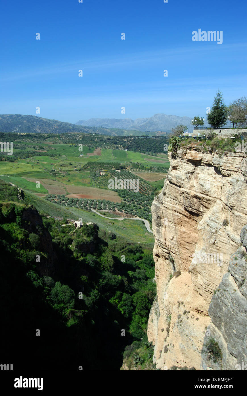 View of the gorge and countryside, Ronda, Malaga Province, Andalucia ...