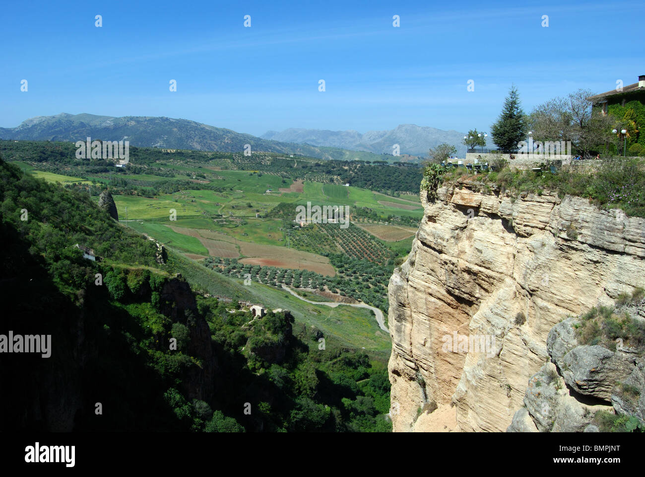 View of the gorge and countryside, Ronda, Malaga Province, Andalucia ...