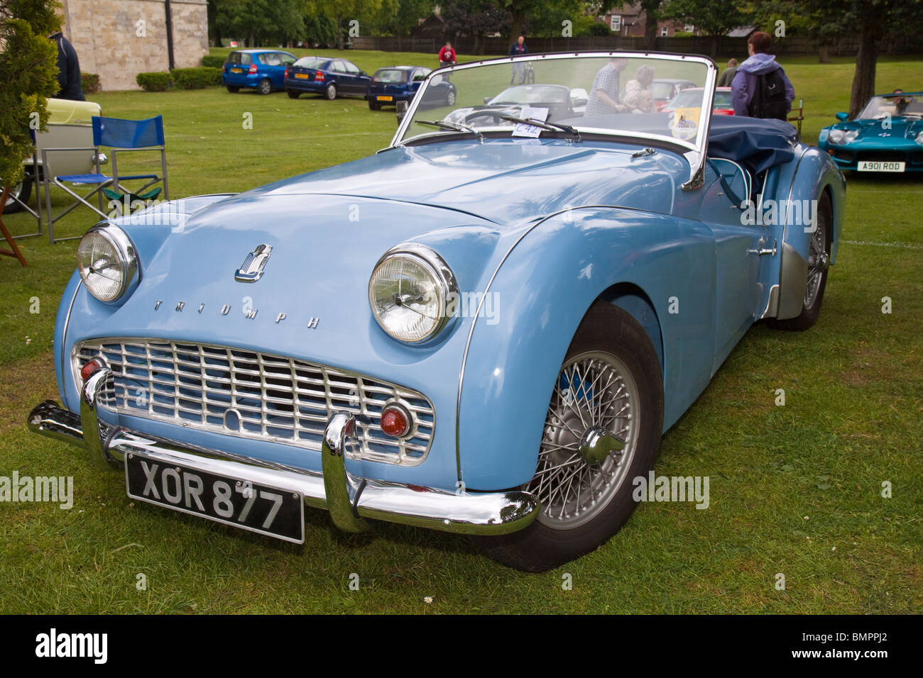 Blue Triumph TR3 classic car Stock Photo - Alamy
