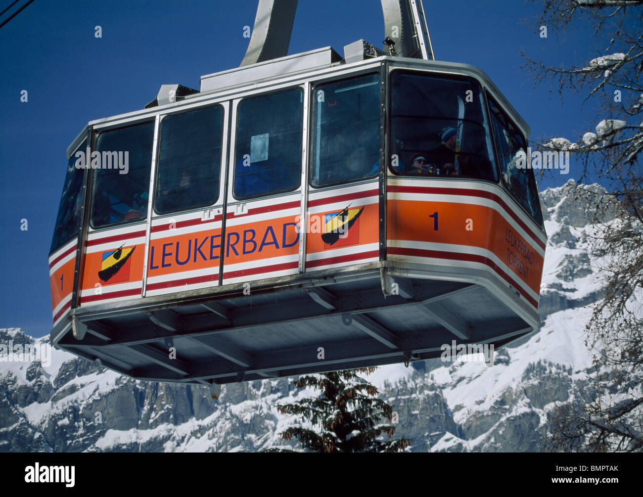 Leukerbad Cable Car Stock Photo - Alamy
