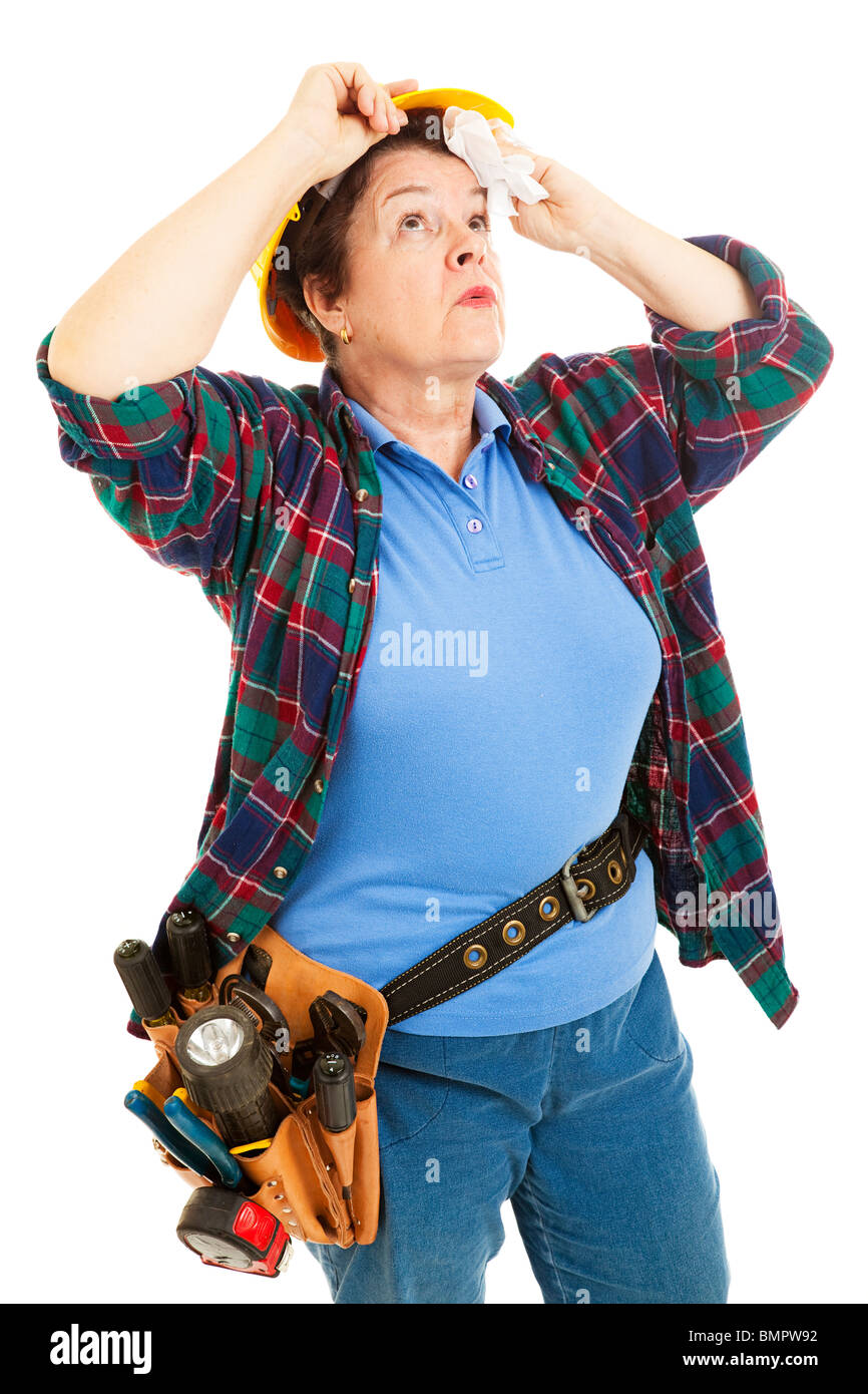 Woman wiping sweat from forehead hi-res stock photography and images ...