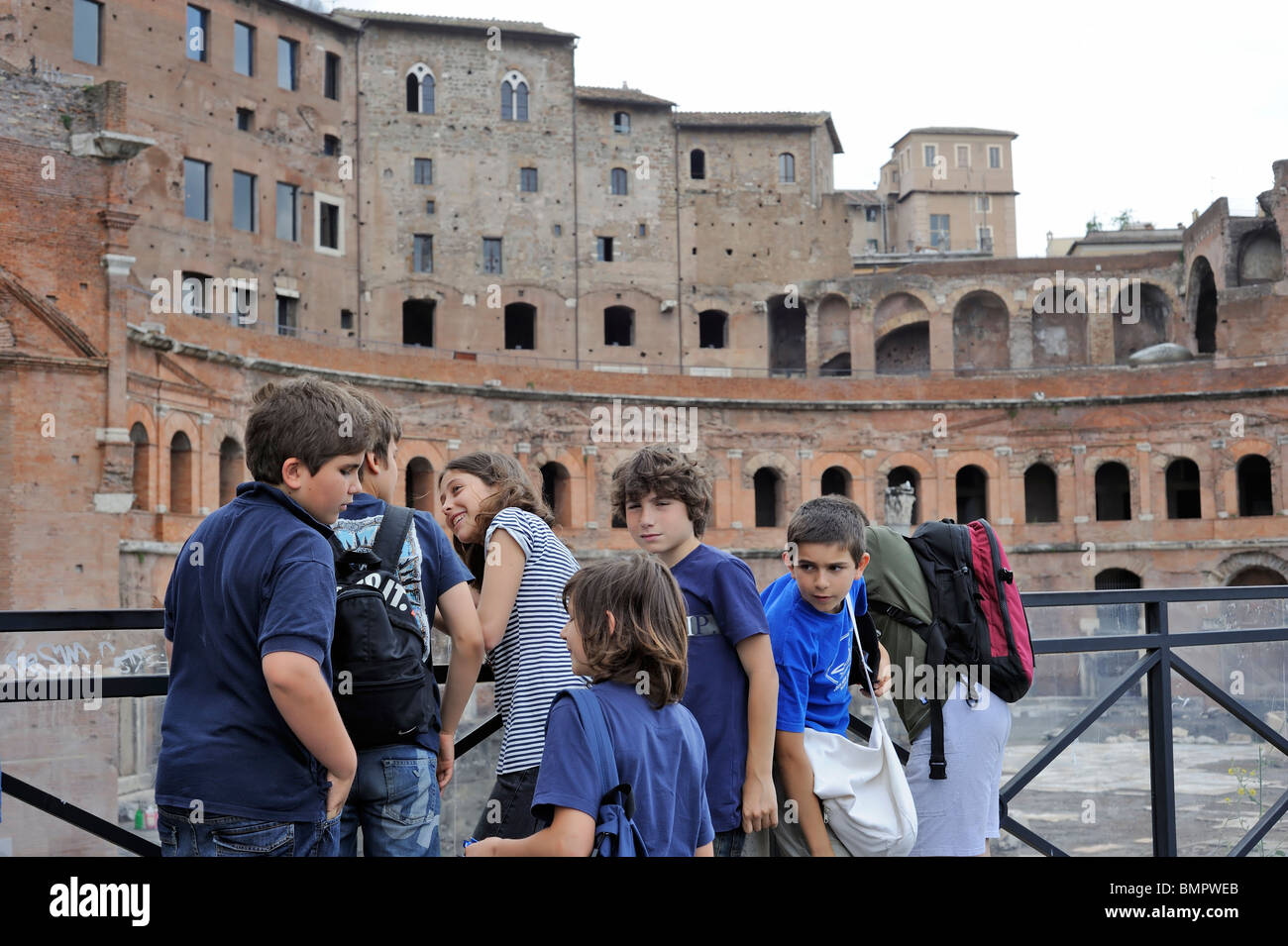 Elementary school students at Trajan's Market Rome Italy Stock Photo ...