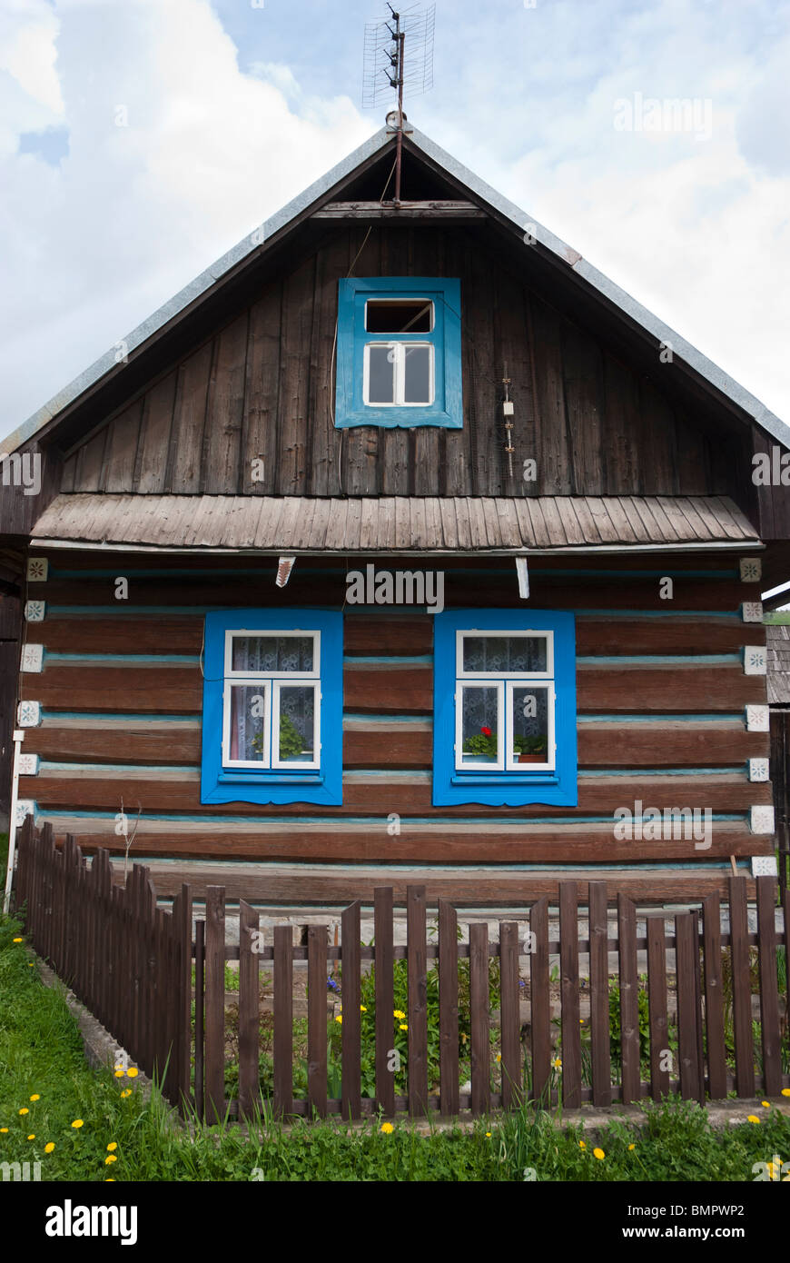 Osturna, Slovakia. Traditional wood house in the town of the Kežmarok ...