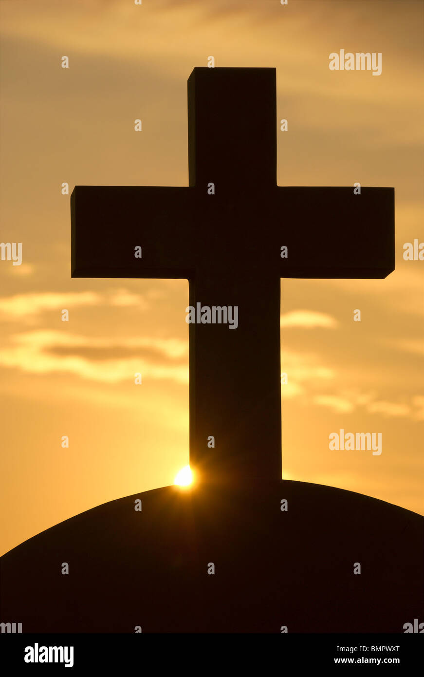 Cross on top of Greek church with sunburst Stock Photo - Alamy
