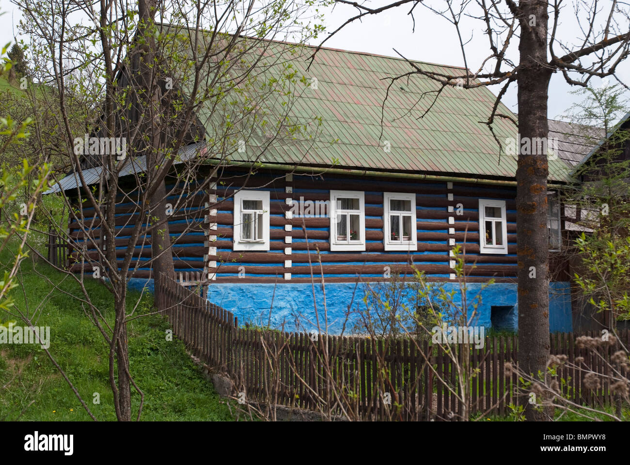 Osturna, Slovakia. Traditional wood house in the town of the Kežmarok ...