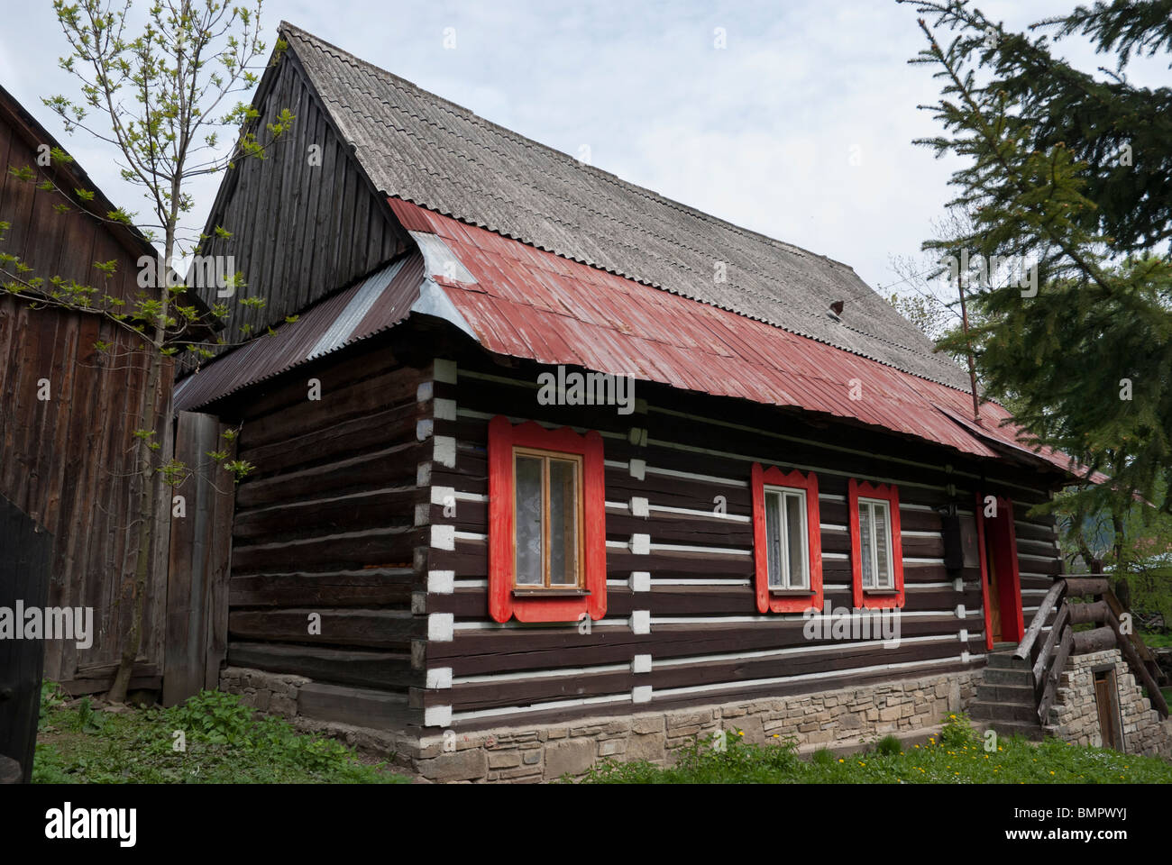 Osturna, Slovakia. Traditional wood house in the town of the Kežmarok ...