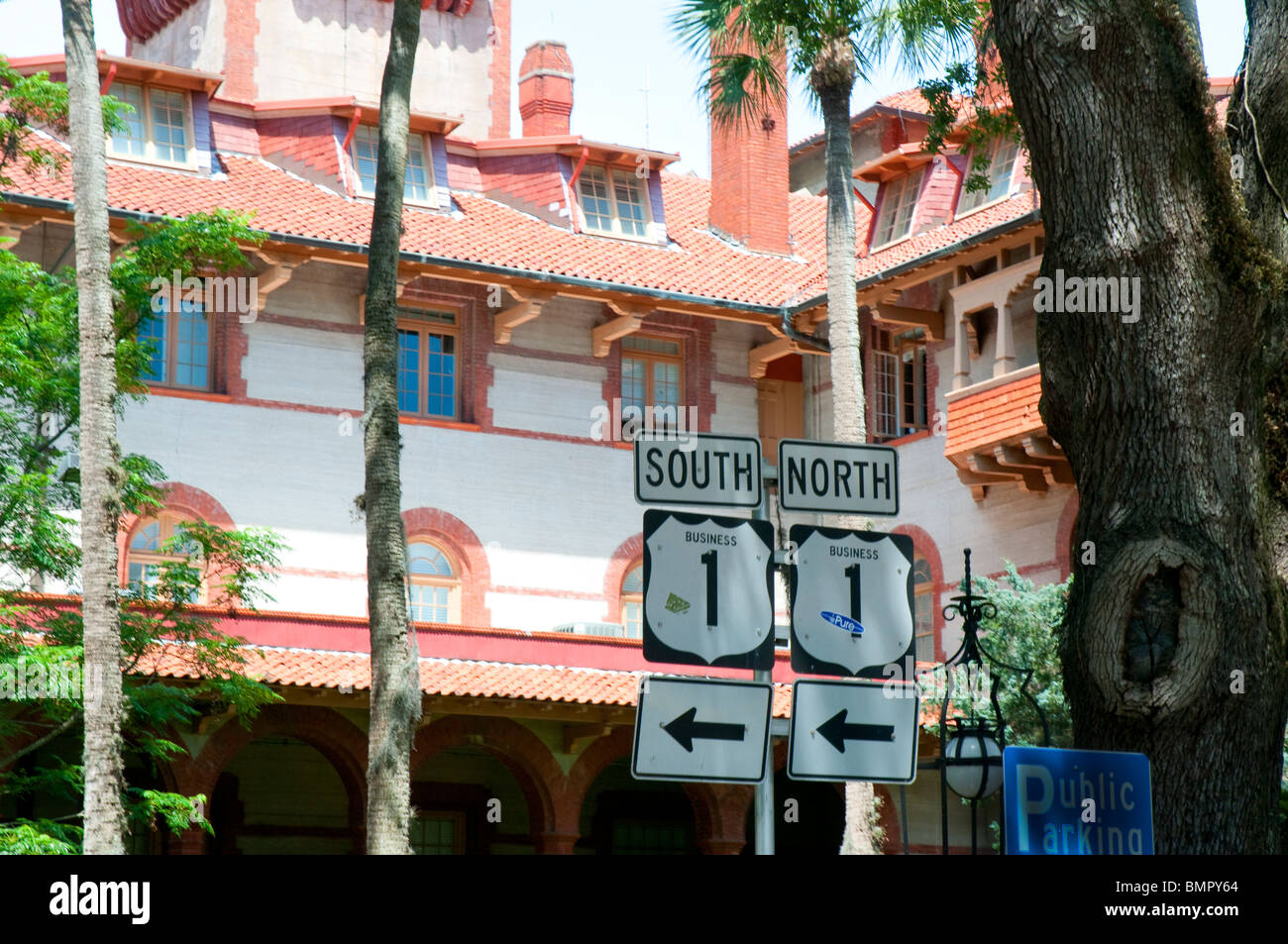 Confusing sign for Highway One St Augustine Florida USA Stock Photo - Alamy