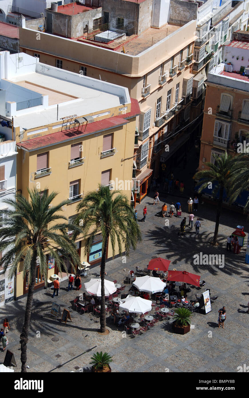 Elevated view of Cathedral Square (Plaza de la Catedral), Cadiz, Cadiz ...