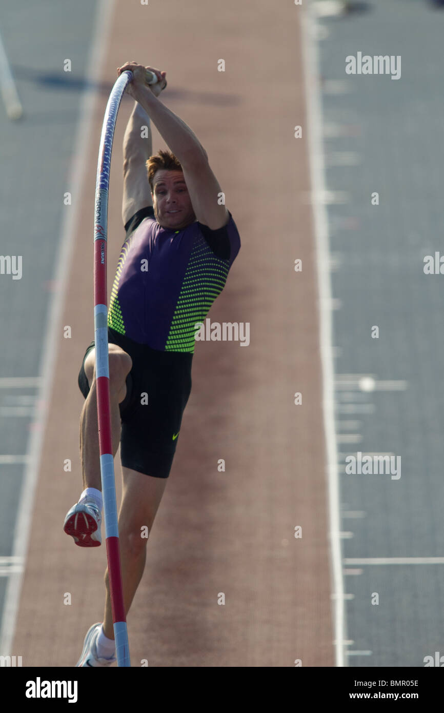 Derek Miles (USA) competing in the Men's pole vault at the New York ...