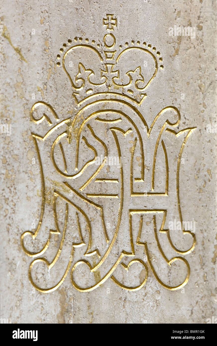 RAH initials emblem on entrance to Royal Albert Hall London UK Stock ...