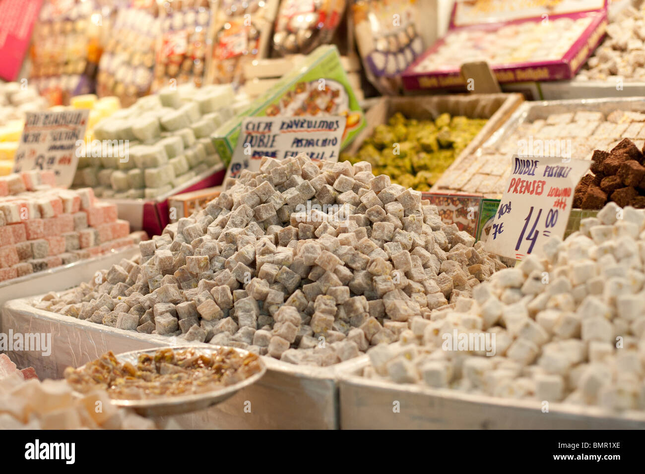 Lokum, turkish delight, Egyptian Bazaar Istanbul, Turkey Stock Photo ...