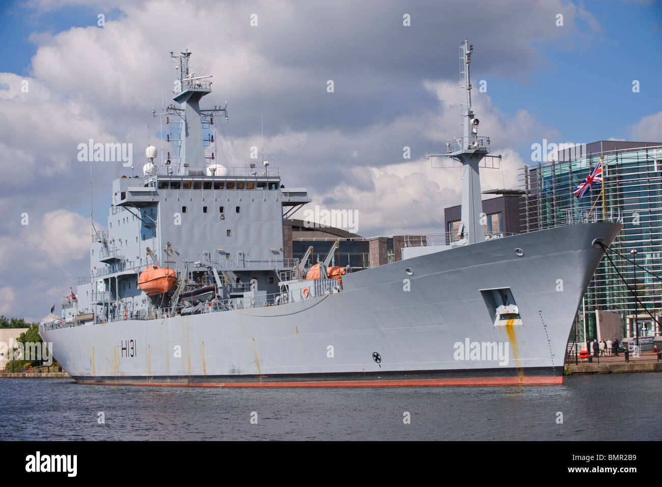 HMS Scott Royal Navy Ocean Survey Vessel moored in Cardiff Bay South ...