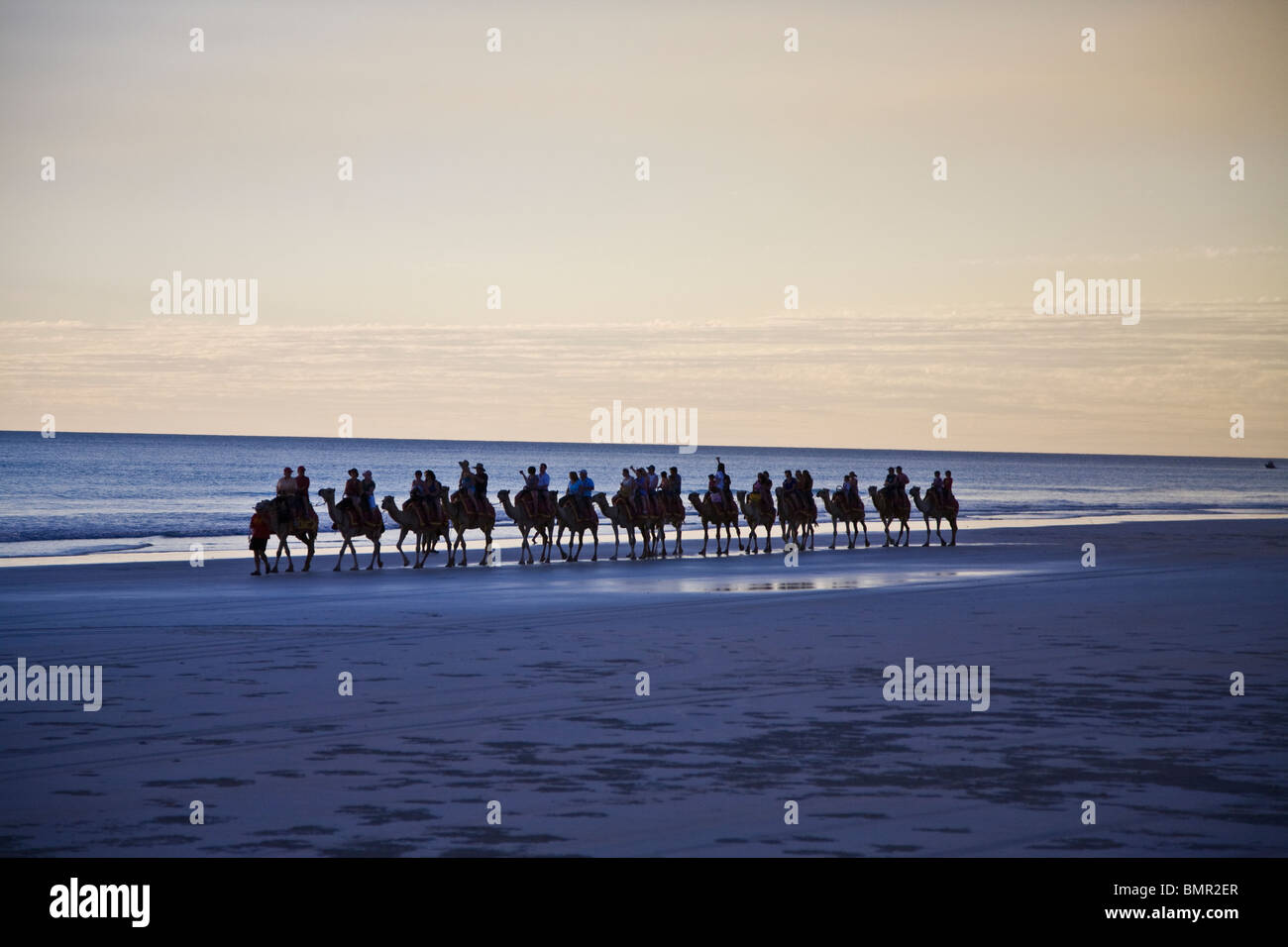 A camel ride on Cable Beach at either sunrise or sunset is a visitor ...